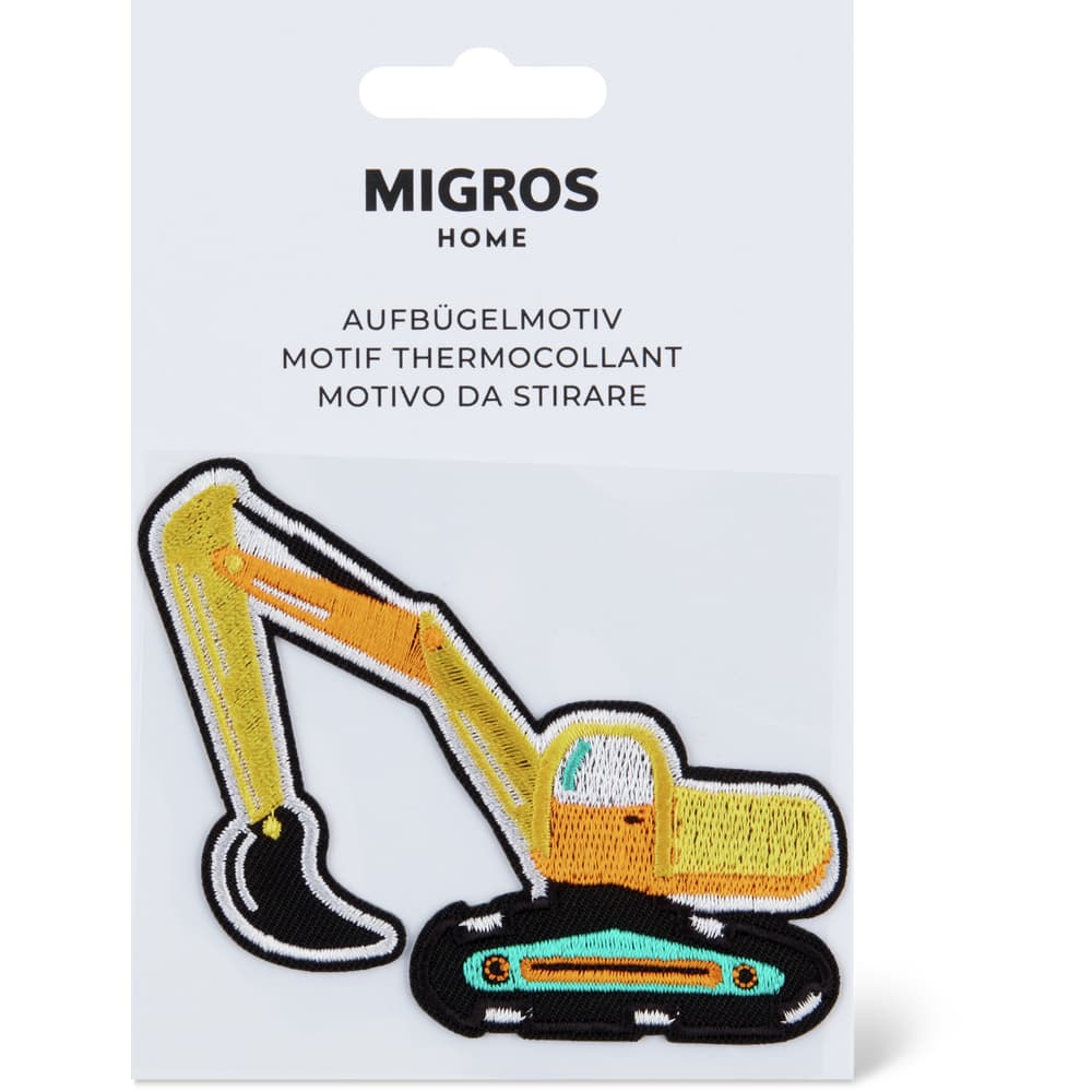 Migros Home · Aufbügelmotiv · Bagger • Migros