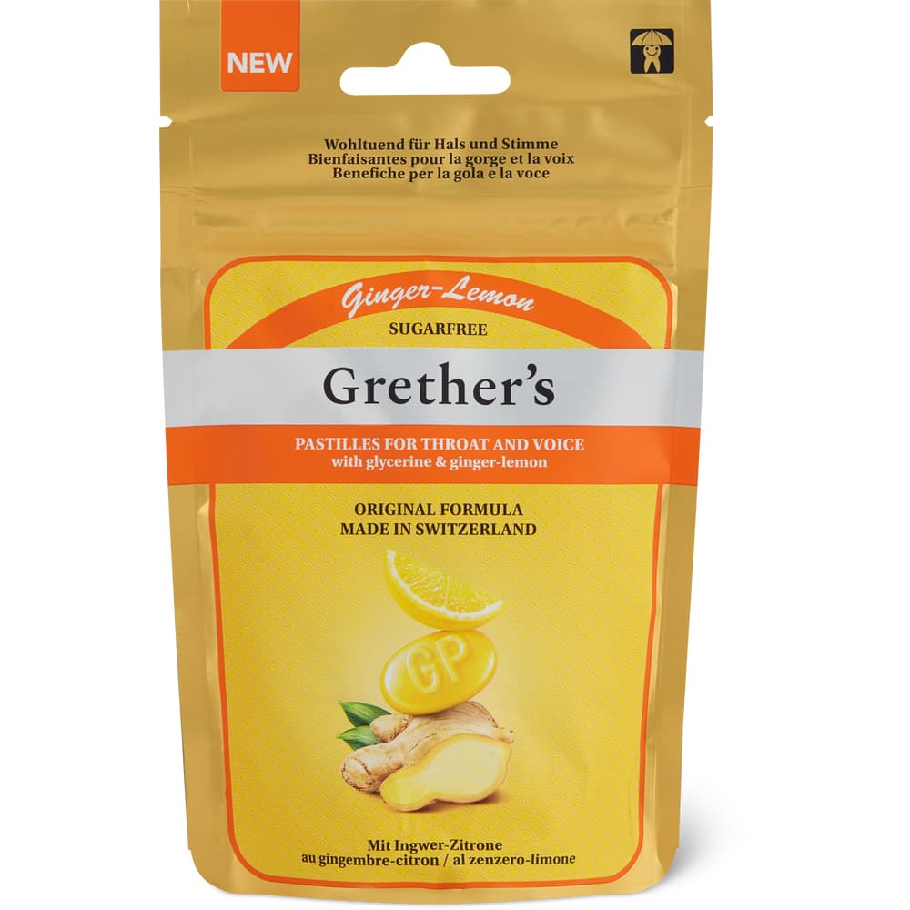 Grether's · Pastillen für den Hals · Ingwer & Zitrone • Migros