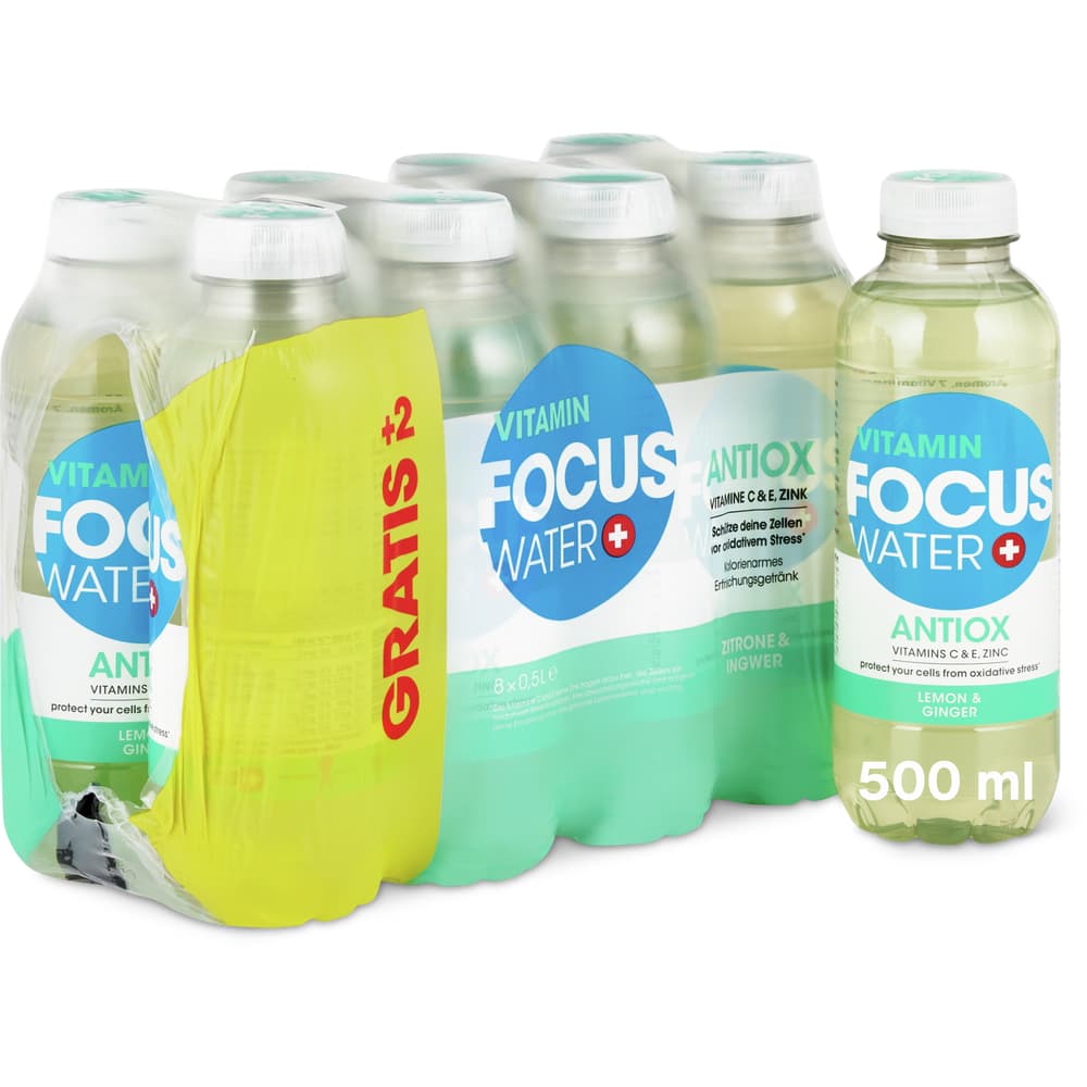 Focus Water Antiox · Vitamin Wasser · Zitrone & Ingwer • Migros Online