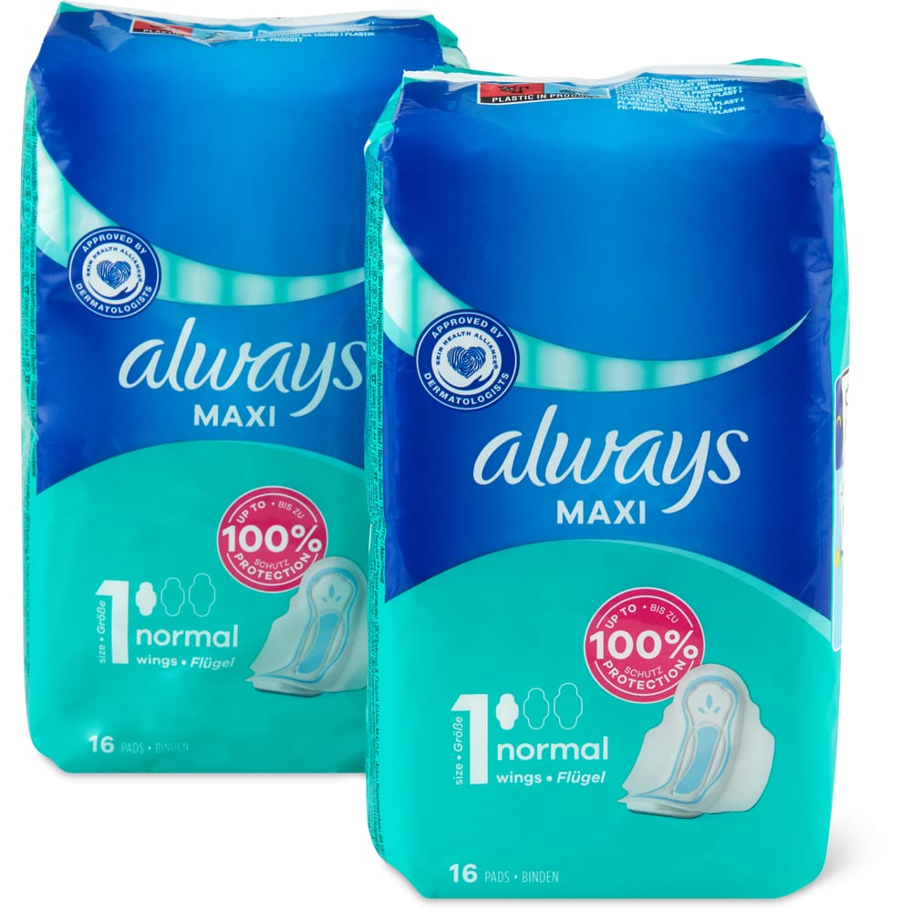 Always Maxi · Sanitary towels · size 1, with wings • Migros