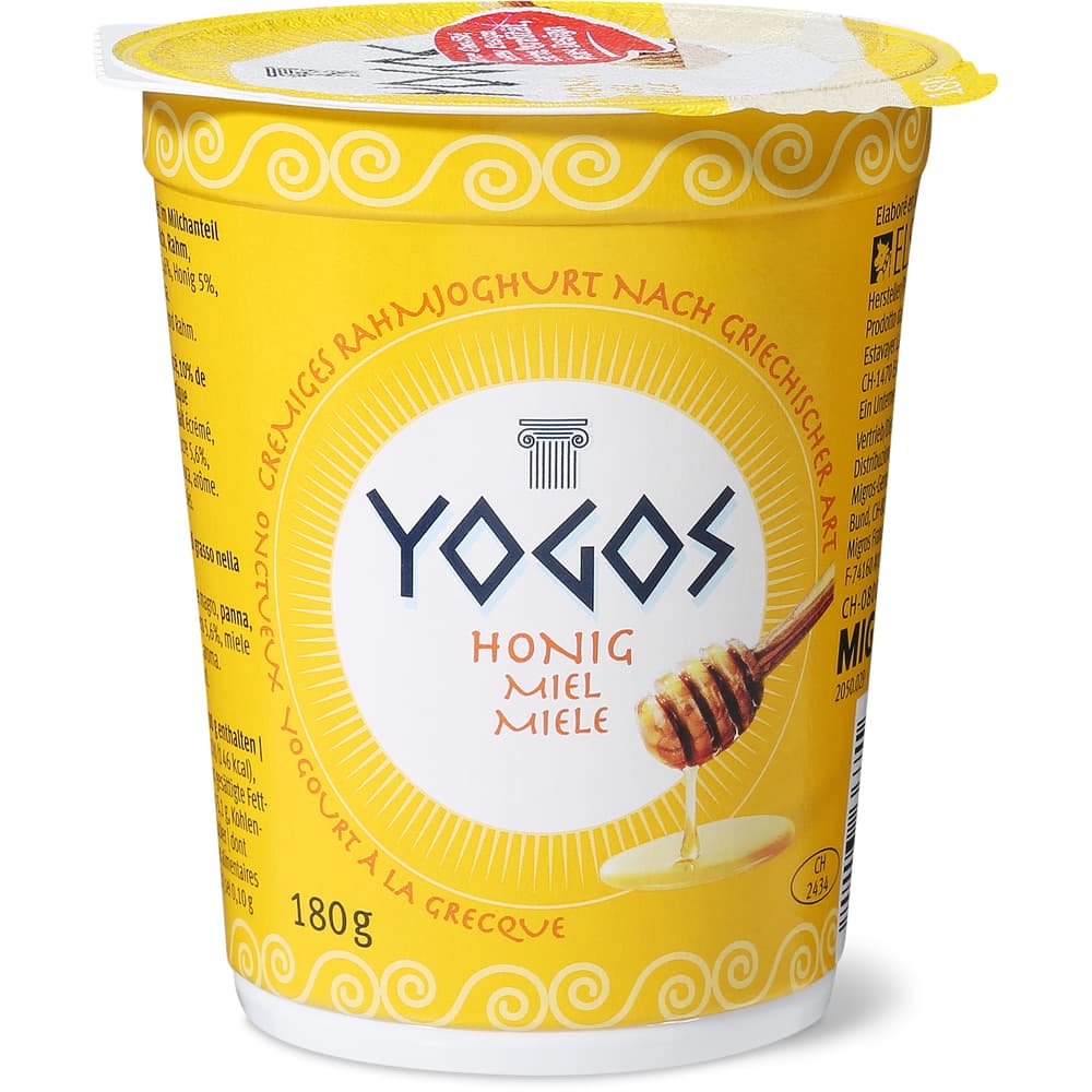 Yogos · Greek style cream yogurt · With honey • Migros