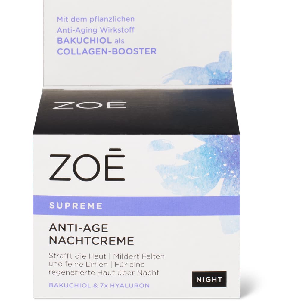 Zoé Supreme · Anti-ageing night cream · bakuchiol & 7x hyaluron • Migros