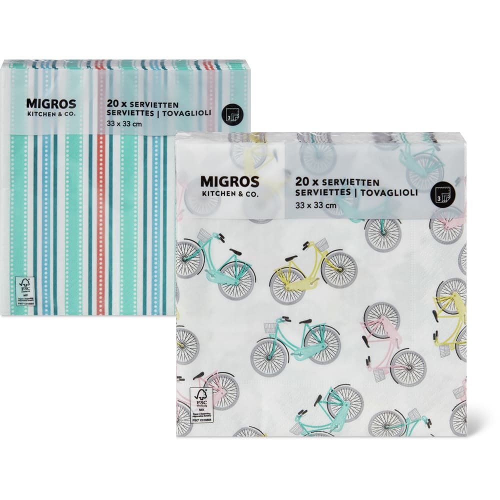 Migros Kitchen & Co. · Paper Napkins · Patterned, assorted, 33 x 33cm ...