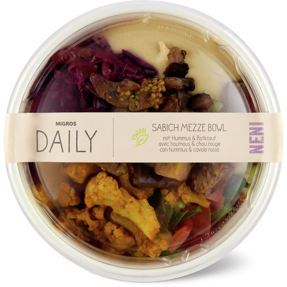 Migros Daily · Sabich Mezze Bowl · with hummus & red cabbage • Migros