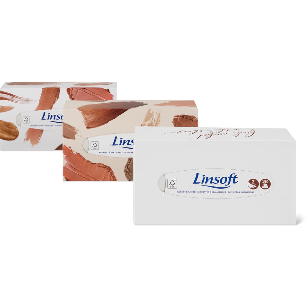 Linsoft · Kosmetiktücher · 3 x 150 Blätter, 2 lagig • Migros Online