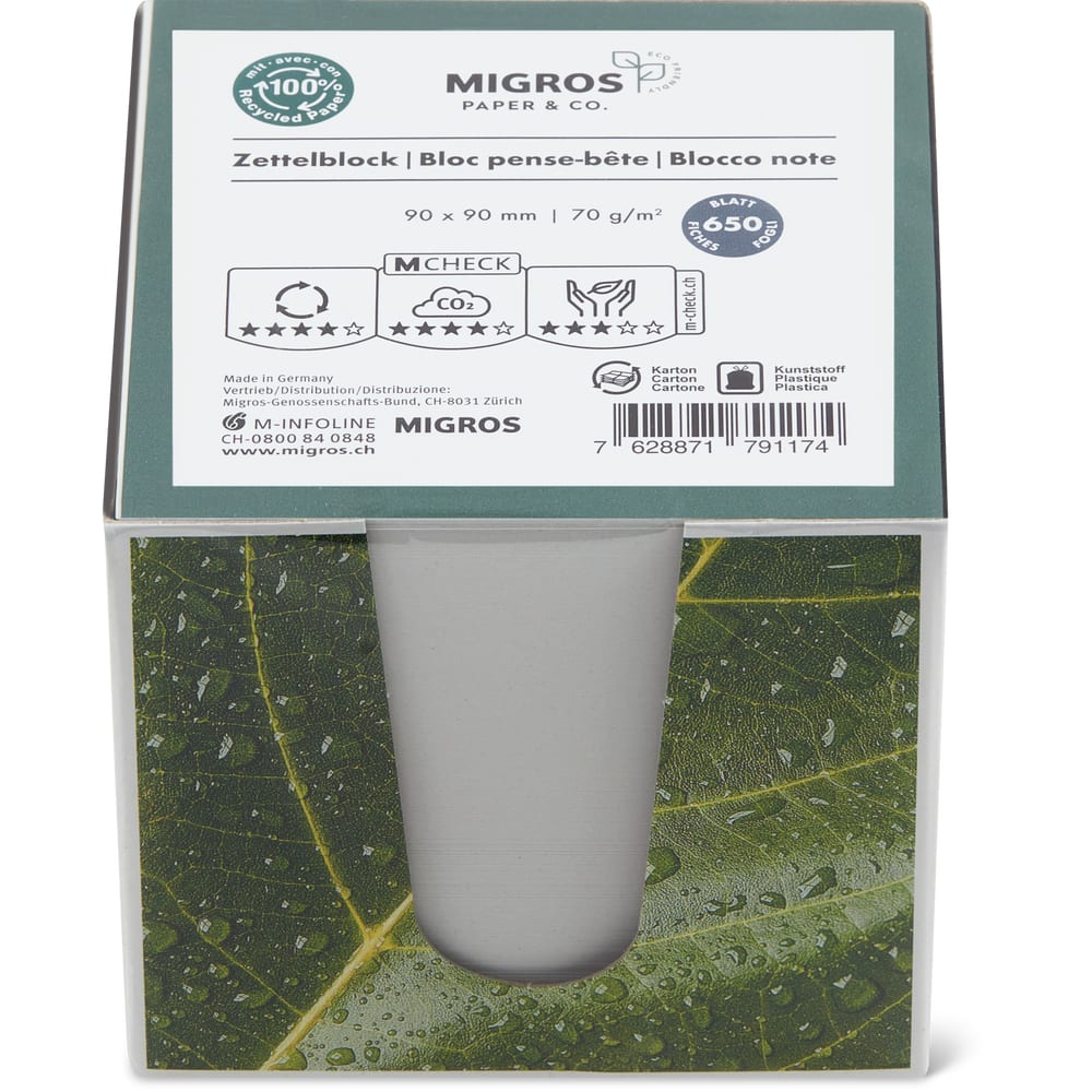 Migros Paper & Co. · Eco Zettelblock · 9x9cm • Migros