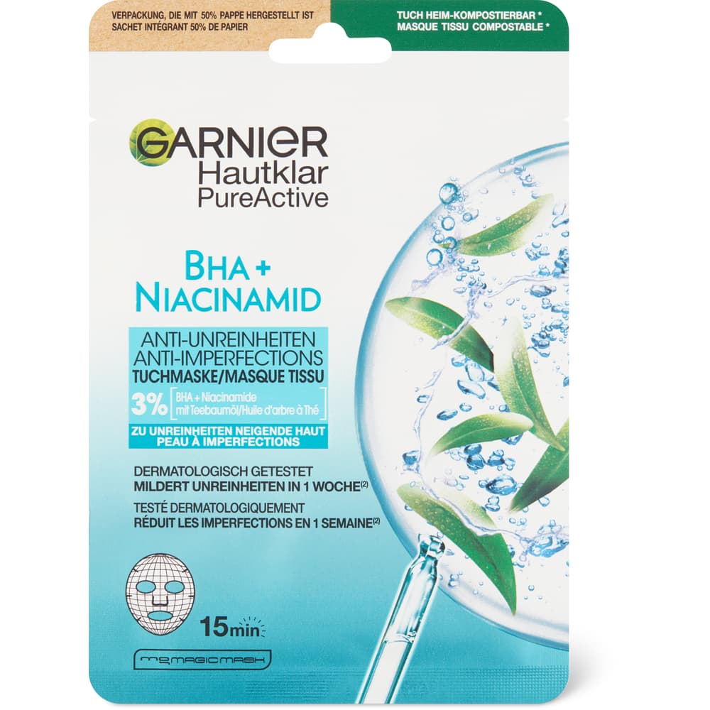 Garnier Skin Active Pure Active · Tissue mask · Tea tree oil ...