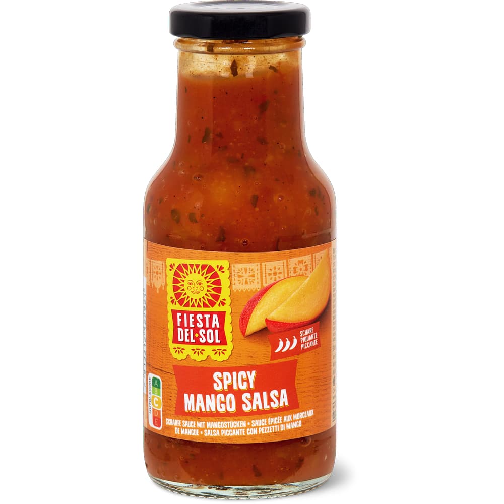 Fiesta del Sol · Spicy Mango Salsa · Salsa Piccante con Mango • Migros