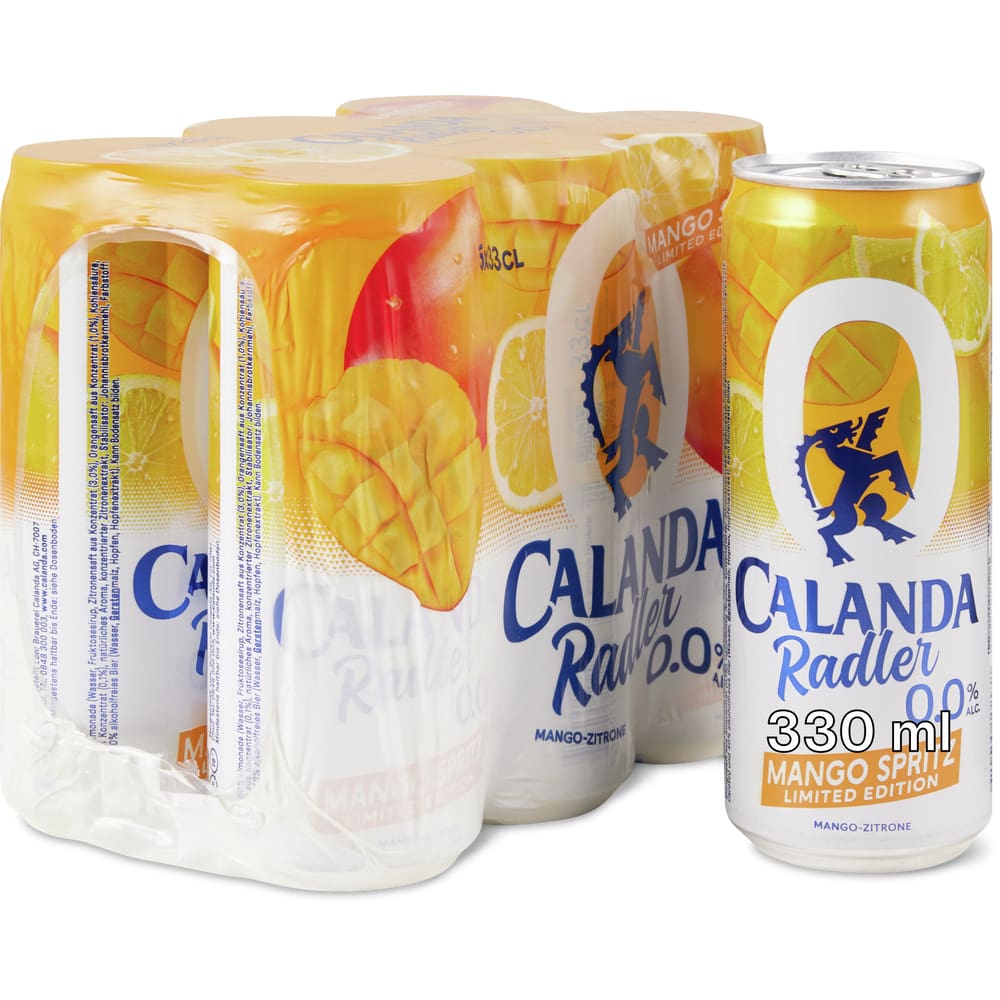 Calanda Radler 0.0% · Bière sans alcool · Mango Spritz • Migros Online