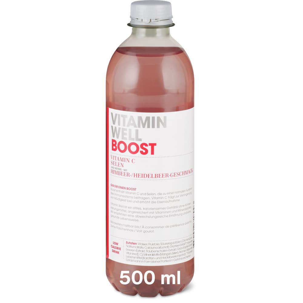 Vitamin Well Boost · Vitamin water · raspberry-blueberry • Migros