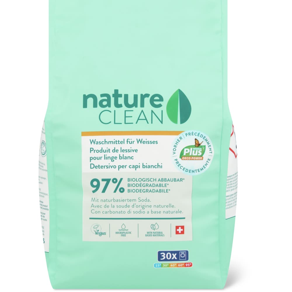 Nature Clean · Lessive en poudre · 30 lessives, pour linge blanc, avec ...
