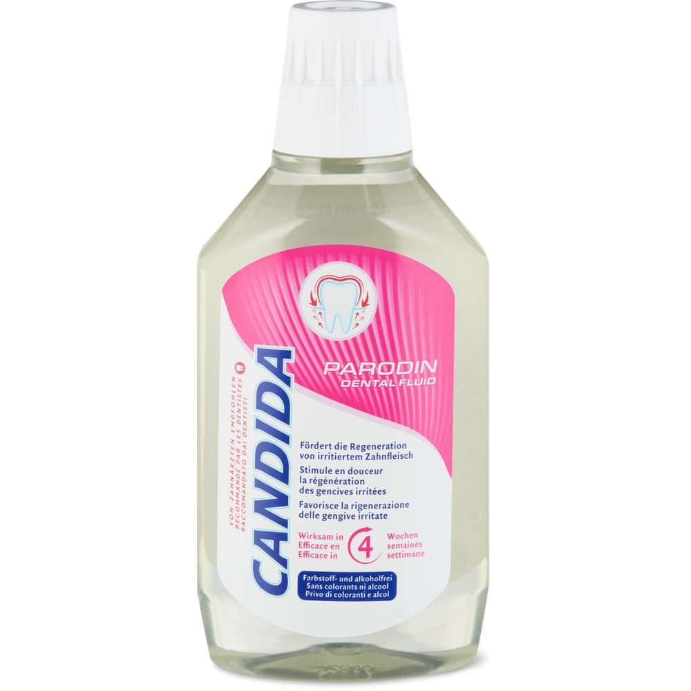 Candida · Bain de bouche · Parodin • Migros