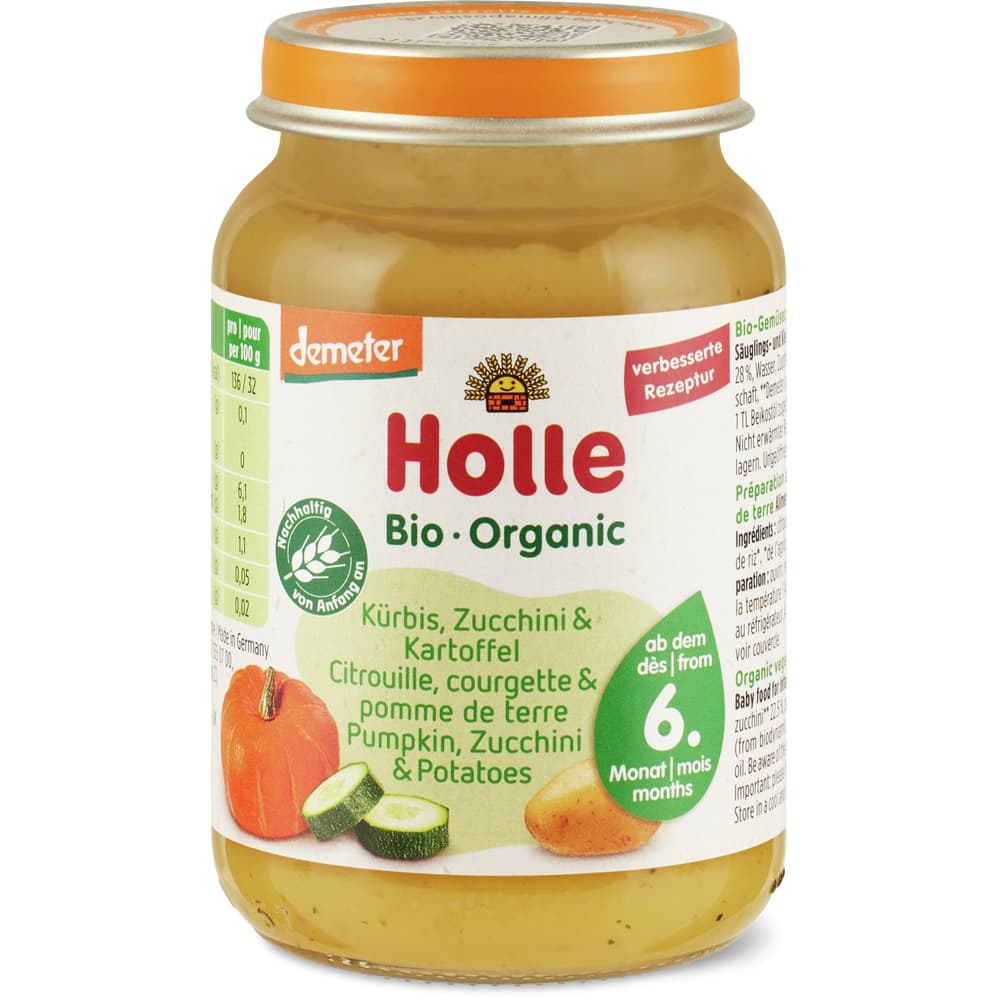 Holle · Mashed Pumpkin, Courgette & Potato · Bio, Demeter, From 5 ...