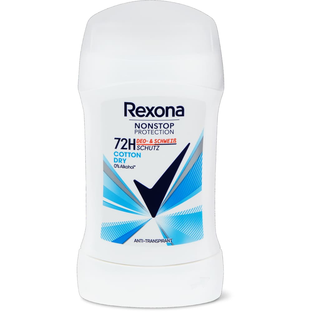 Rexona Cotton Dry · Deodorant stick · 72h, 0% alcohol • Migros
