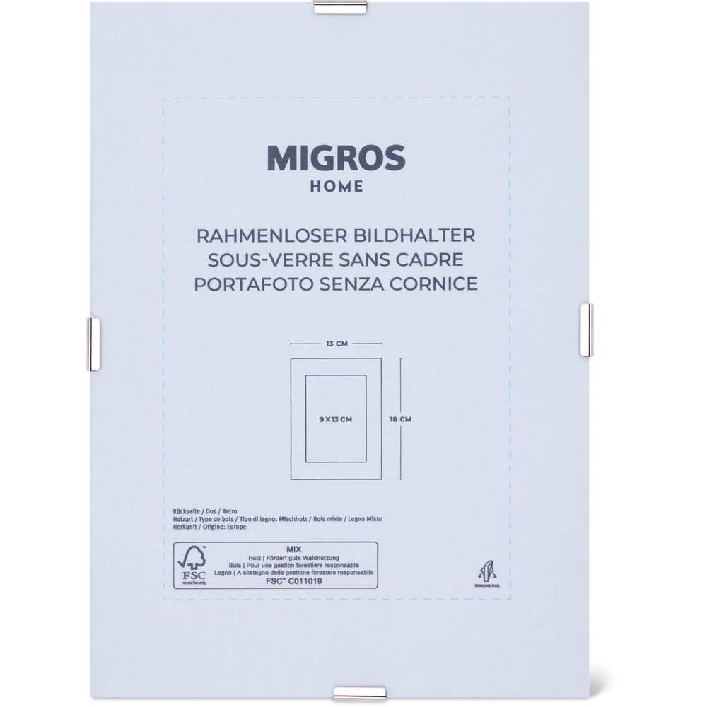 Migros Home · Sous-verre sans cadre · 13 x 18 cm, transparent, argenté ...