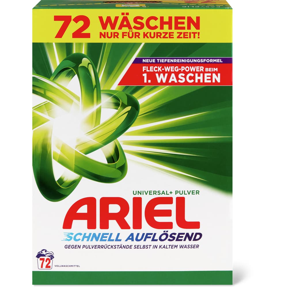 Ariel Universal + · Waschpulver · 72 Waschgänge • Migros Online