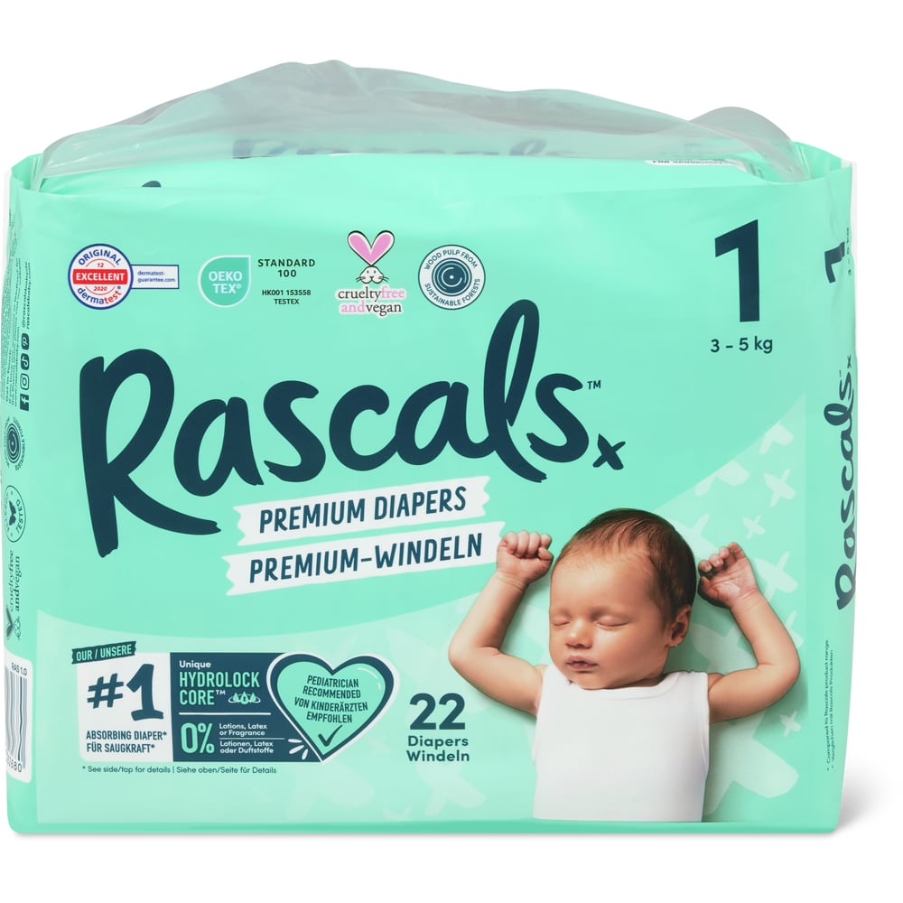 Rascal+Friends · Couches · Taille 1, 3-5 kg • Migros