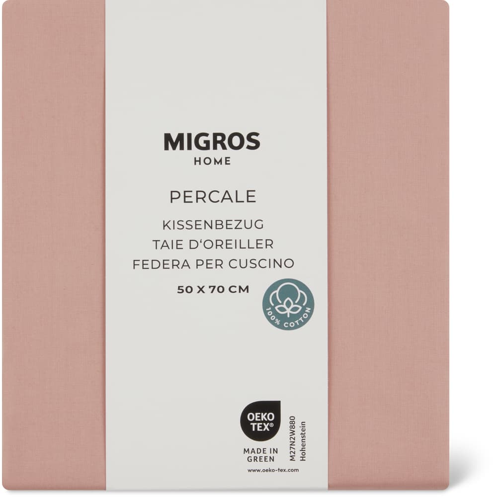 Migros Home · Federa per cuscino in percalle · 50 x 70 cm, rosa • Migros