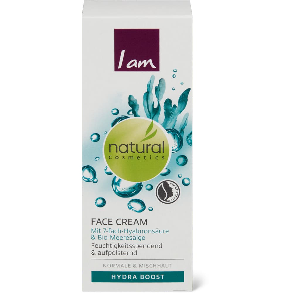 I am Natural Cosmetics · Moisturizing cream · Hyaluronic acid • Migros