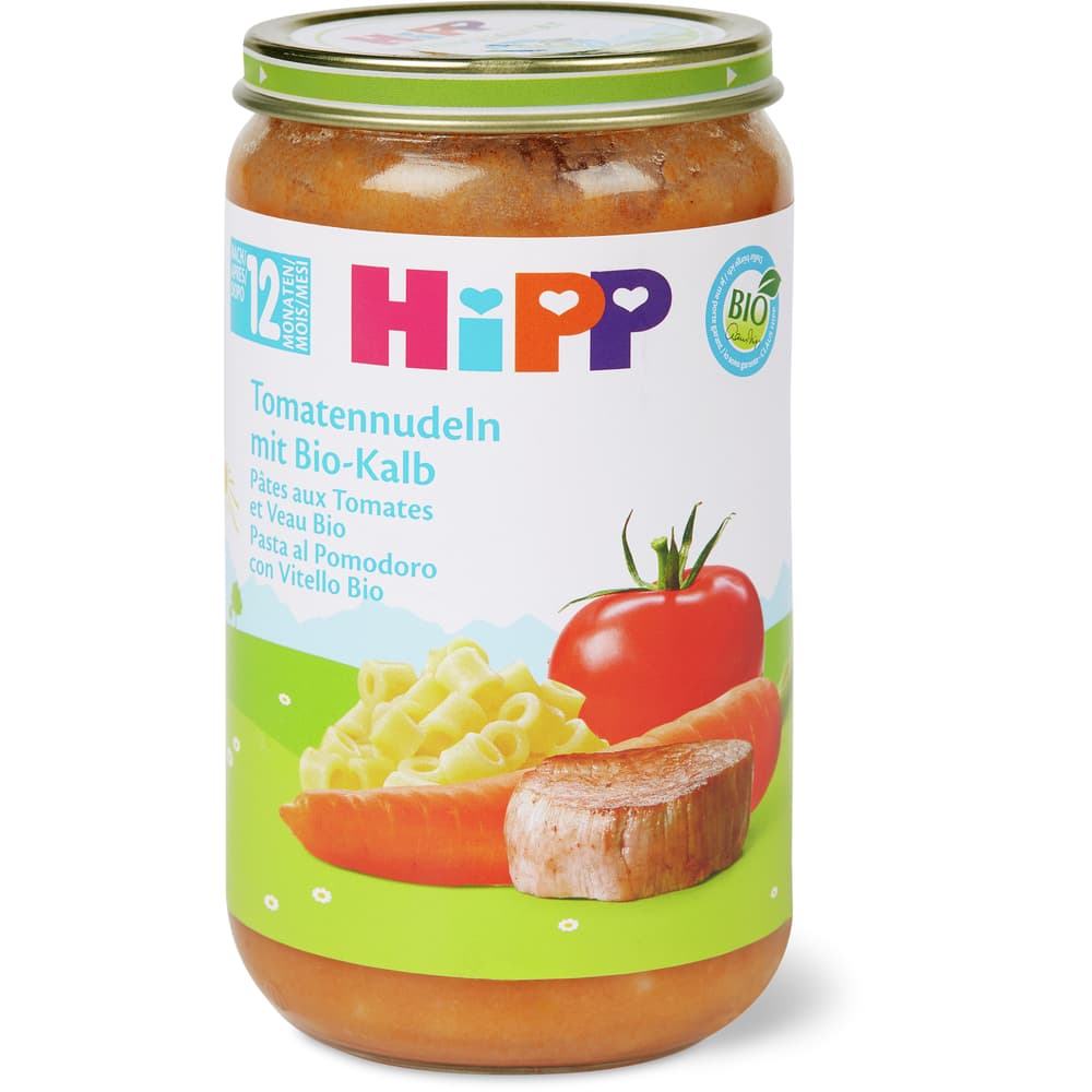 HiPP Bio · Babygläschen Tomatennudeln mit Bio-Kalb · Ab 12 Monaten ...