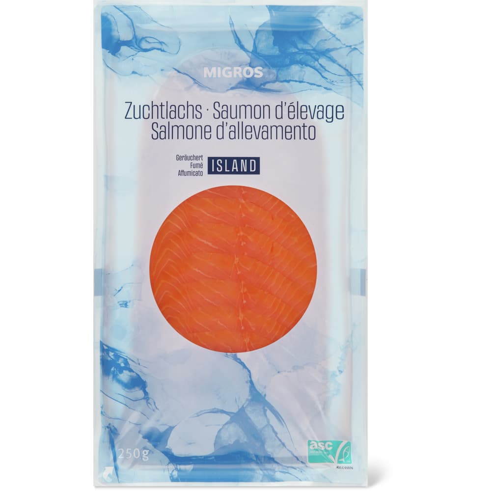 Migros ASC · Zuchtlachs Island · geräuchert • Migros