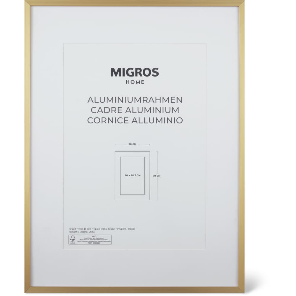 Migros Home · Cadre photo en aluminium · 30 x 40 cm, doré • Migros