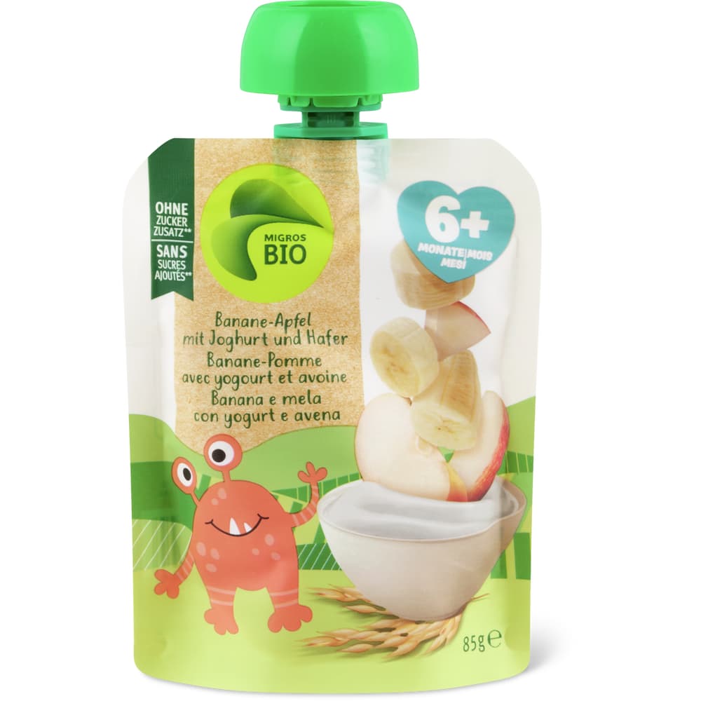 Gourde souple Banane, pomme avec yogourt et avoine · Bio, à partir de 6 ...