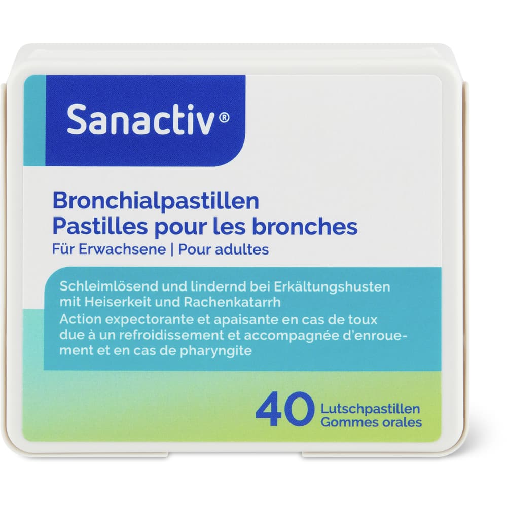 Sanactiv · Bronchial lozenges for adults • Migros