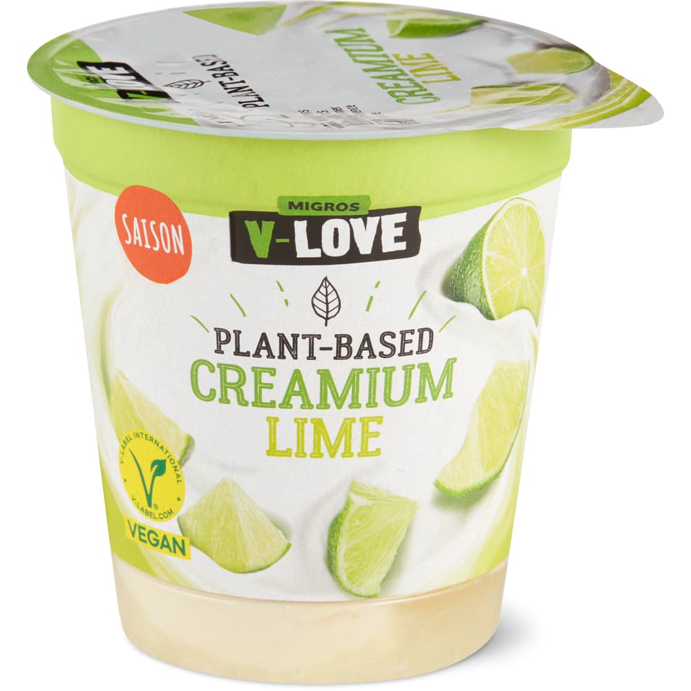 V-Love · Creamium · Lime, vegan, lactose free • Migros