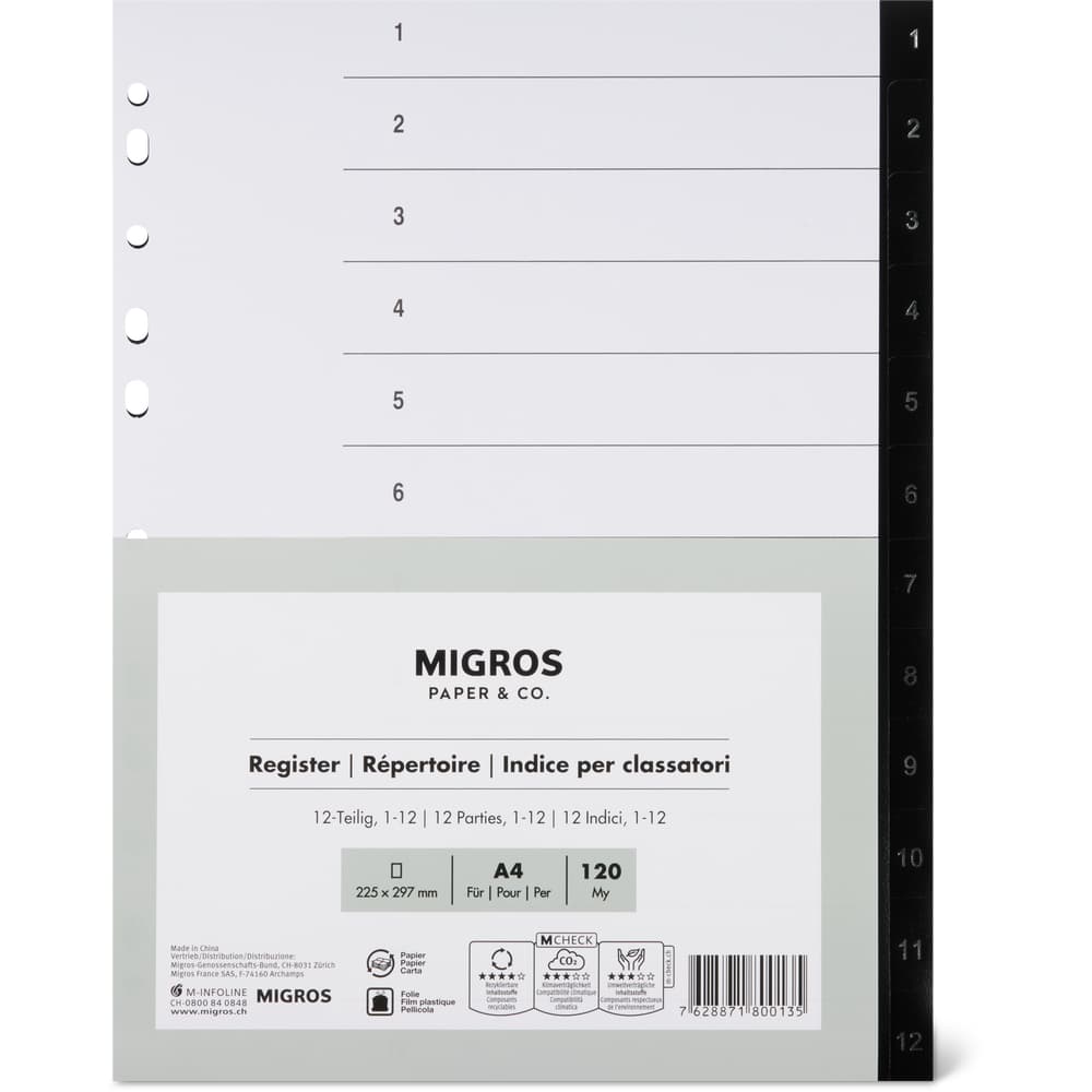 Migros Paper & Co. · Indice per classatori · 12 pezzi • Migros