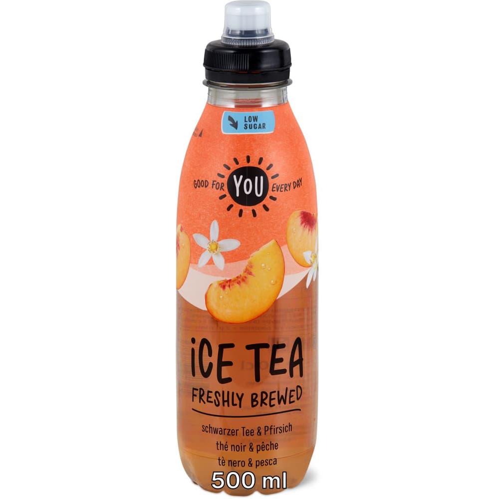 YOU · Ice tea · Black tea, peach & orange blossom • Migros