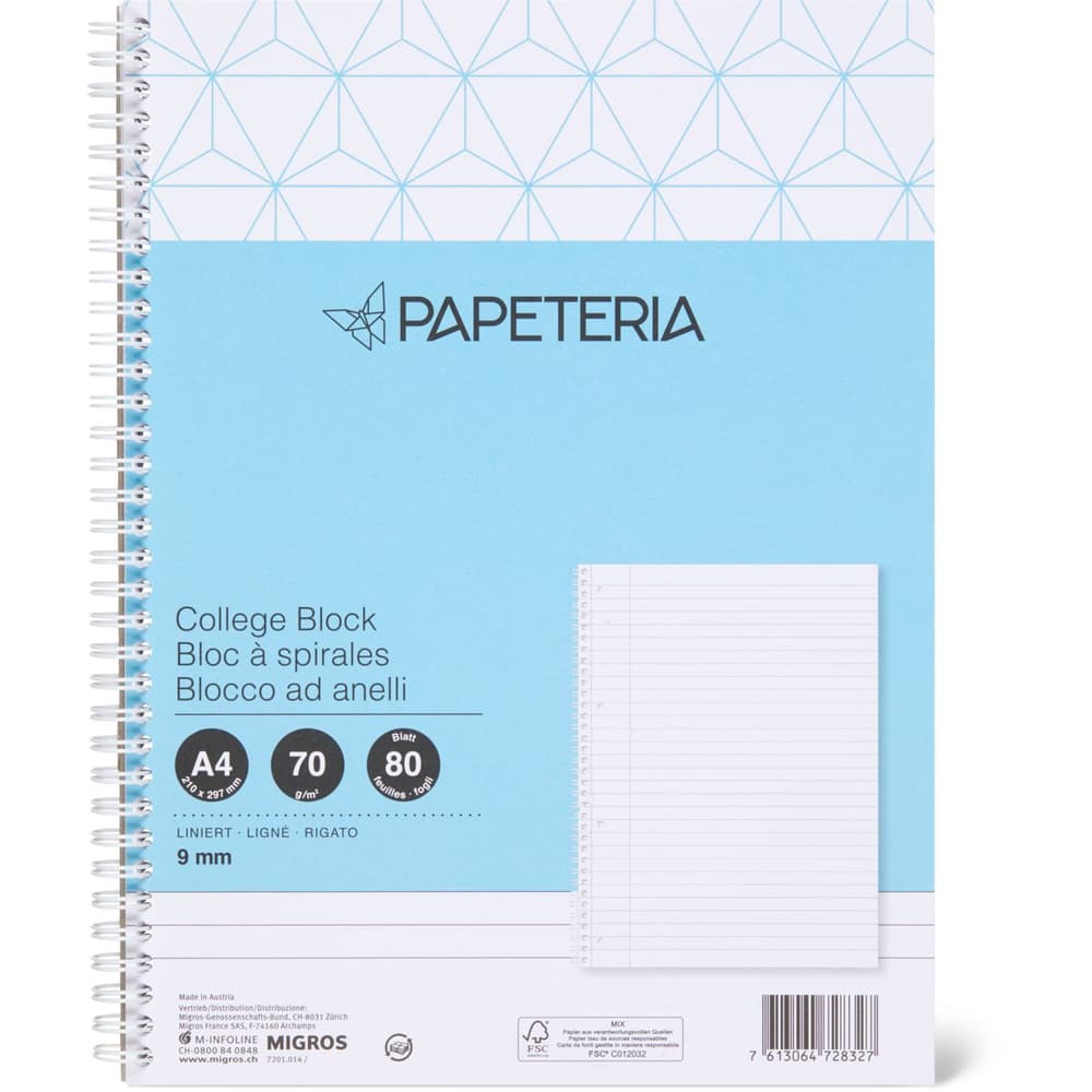 Papeteria · College Block A4 · 70g/m2 • Migros Online