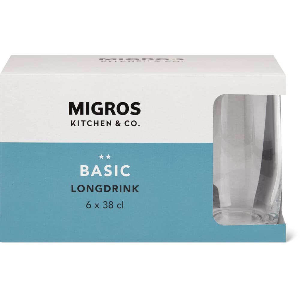 Migros Kitchen & Co. Basic · Drinking glasses · 6 x 38cl, Longdrink • Migros