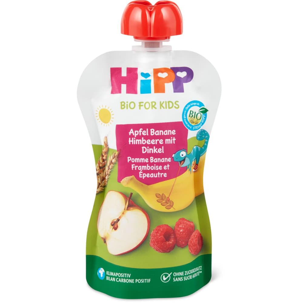 HiPP Bio Hippis · Squeeze pouches for babies apple, banana, raspberry with cereals · From 12 ...