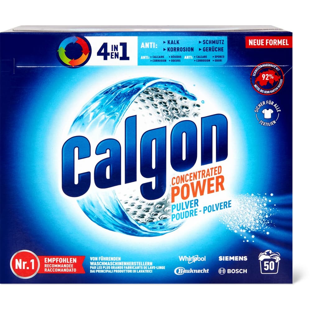 Calgon Concentrated Power · Pulver gegen Kalk · 50 Waschgänge • Migros