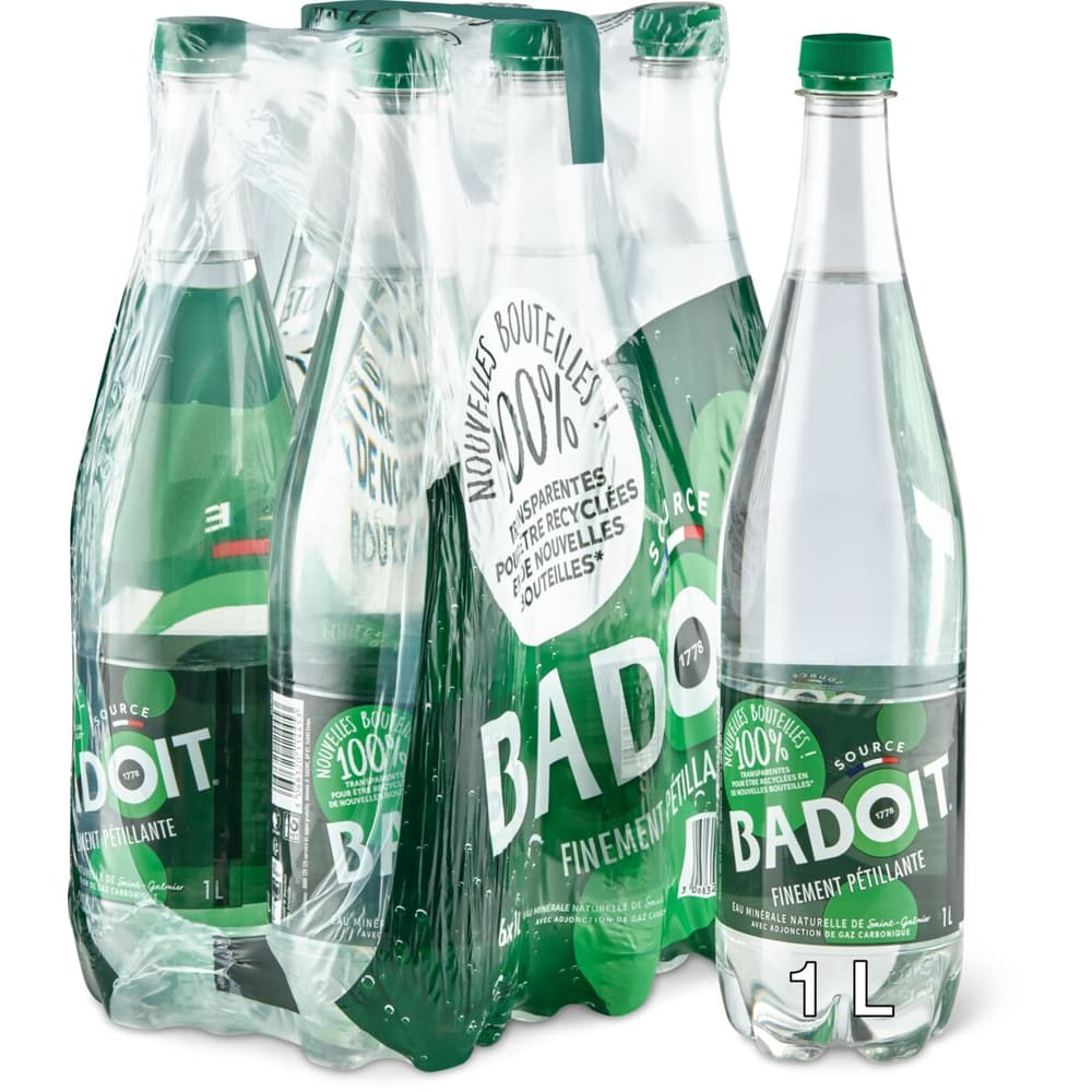 Badoit · Natural mineral water · lightly sparkling • Migros