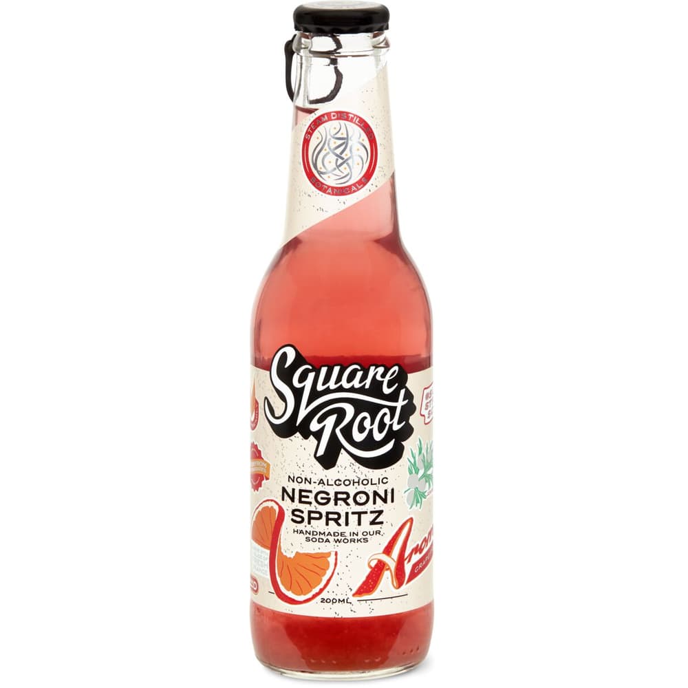 Square Root · Alcohol free aperitive drink · Negroni Spritz • Migros