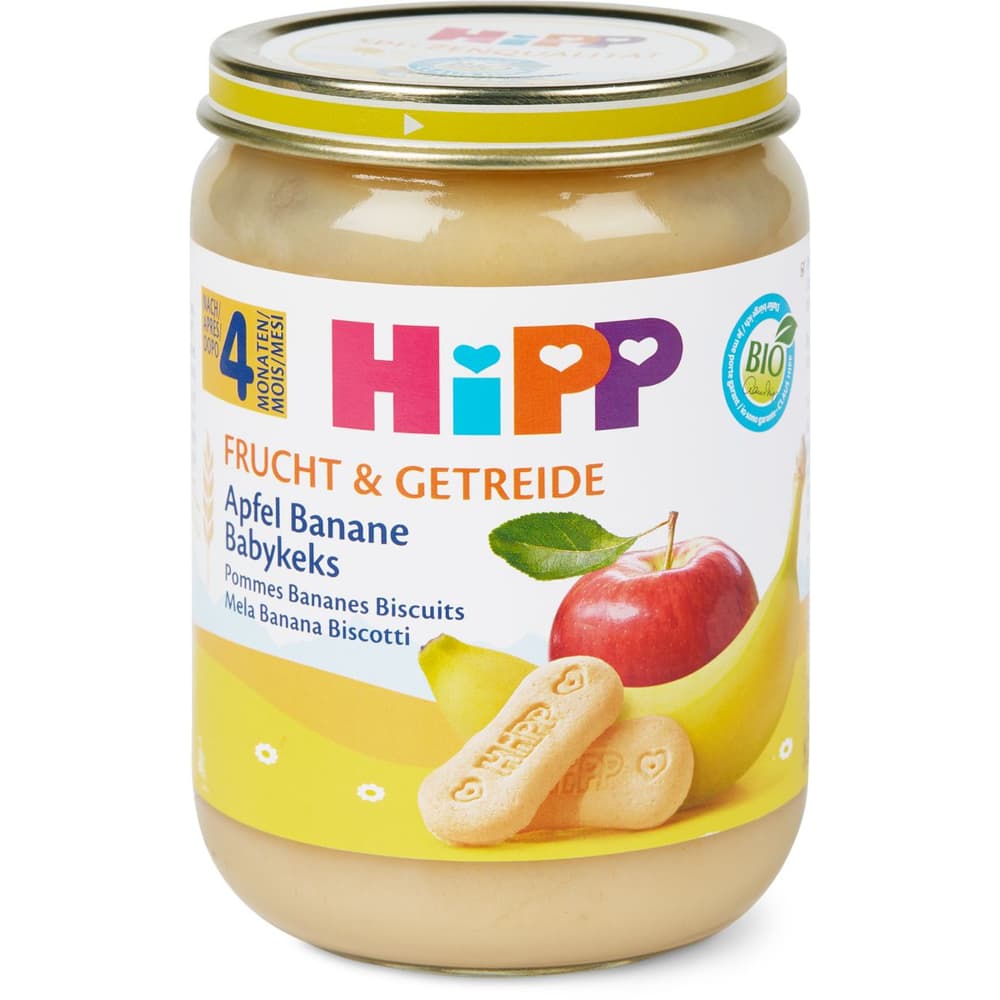 HiPP Bio · Babygläschen Apfel, Banane und babykeks · Ab 4 Monaten • Migros