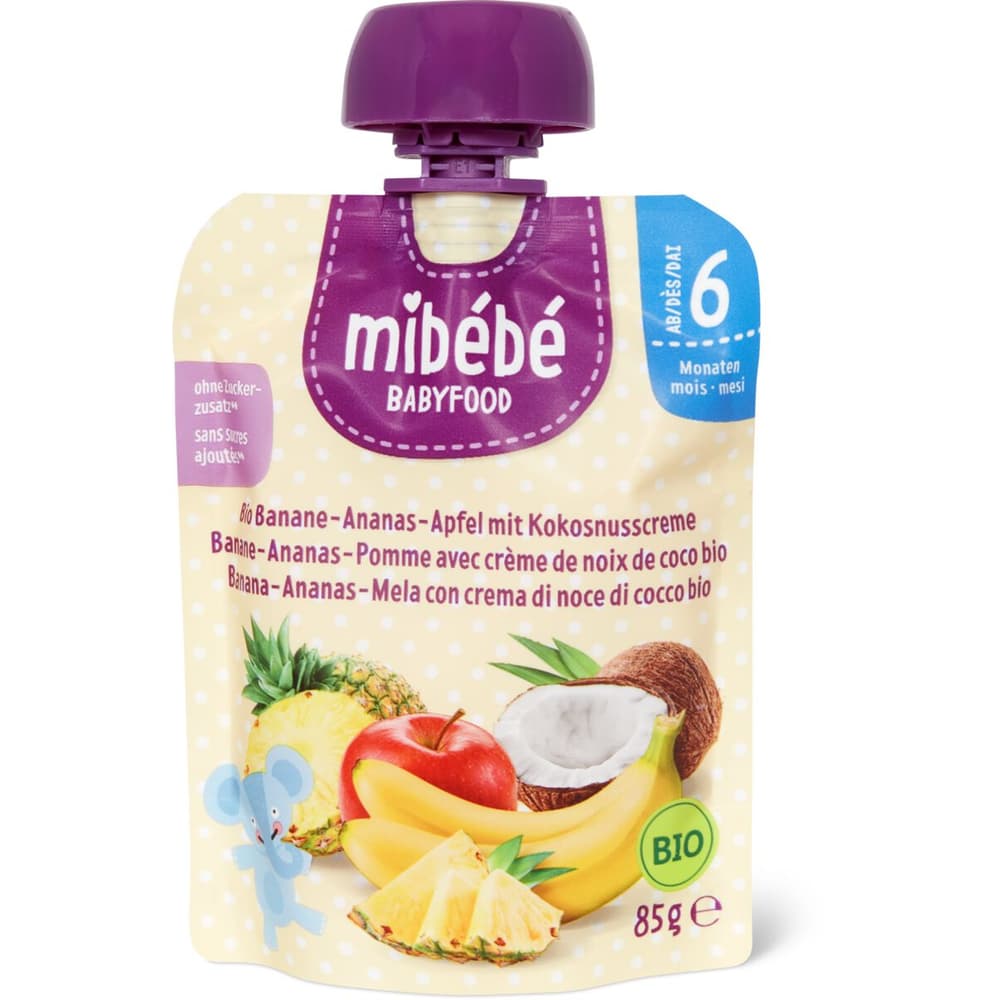 Mibébé Bio Babyfood · Bustina morbida per bebè banana, ananas & mela ...