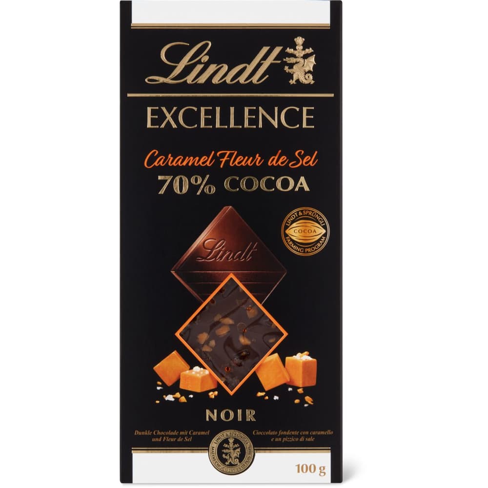 Lindt Excellence · Tavoletta · fondente Caramello e Sale 70% cacao • Migros