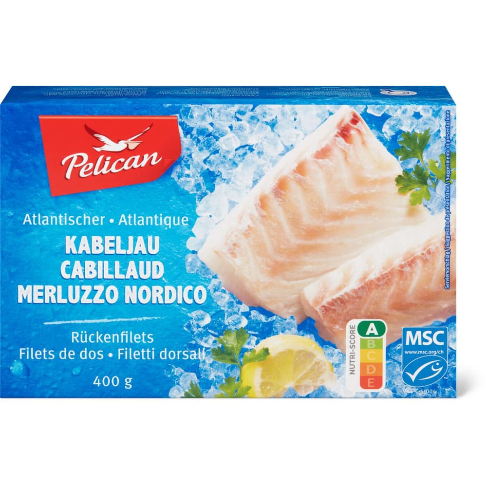 Pelican · Atlantic cod Back fillets individually frozen · MSC • Migros