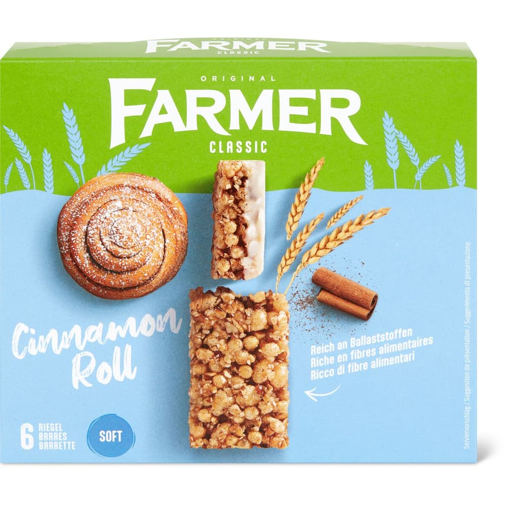 Farmer · Getreideriegel · Cinnamon Roll • Migros