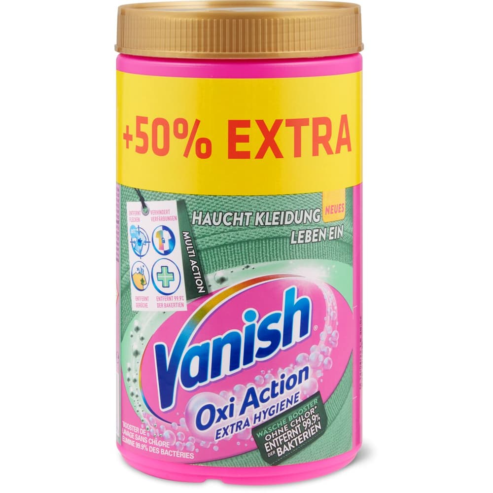 Vanish Oxi Action · Stain remover powder · Extra hygiene • Migros