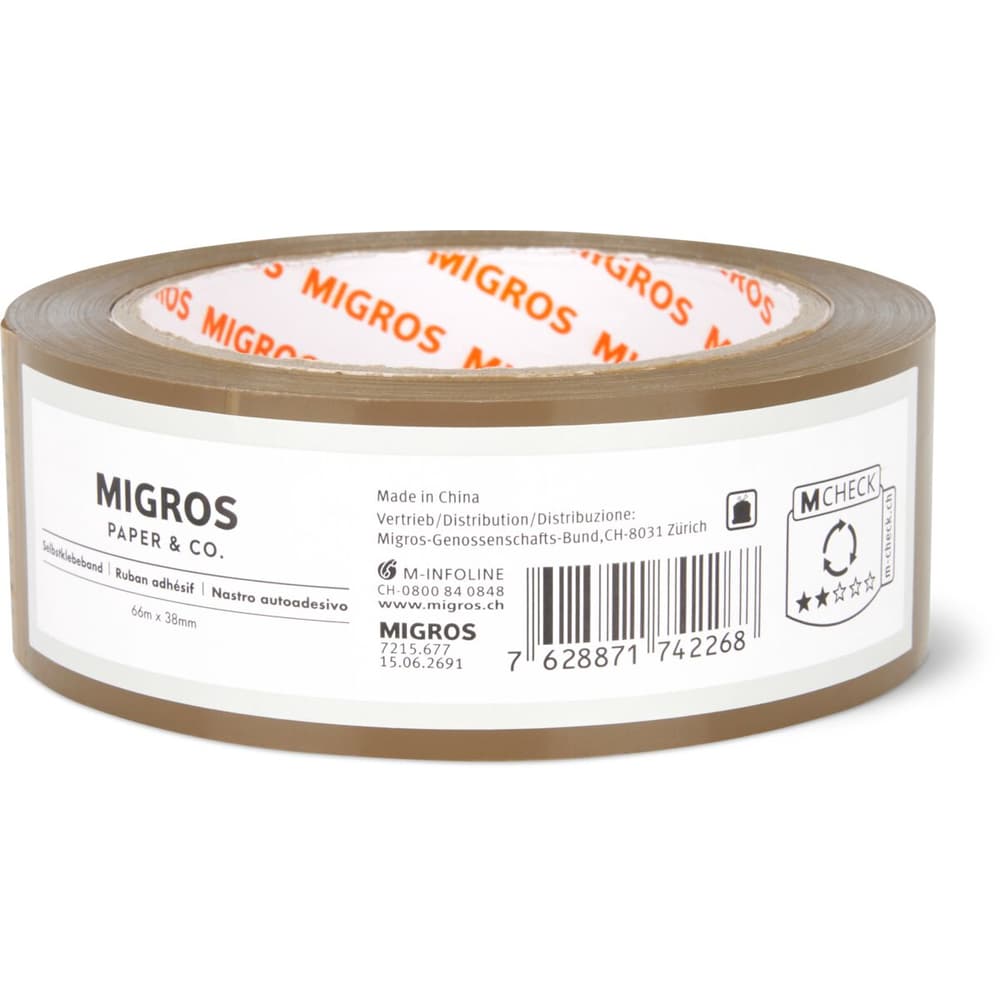 MIGROS PAPER & CO. · Ruban Adhésif 66m x 38mm • Migros
