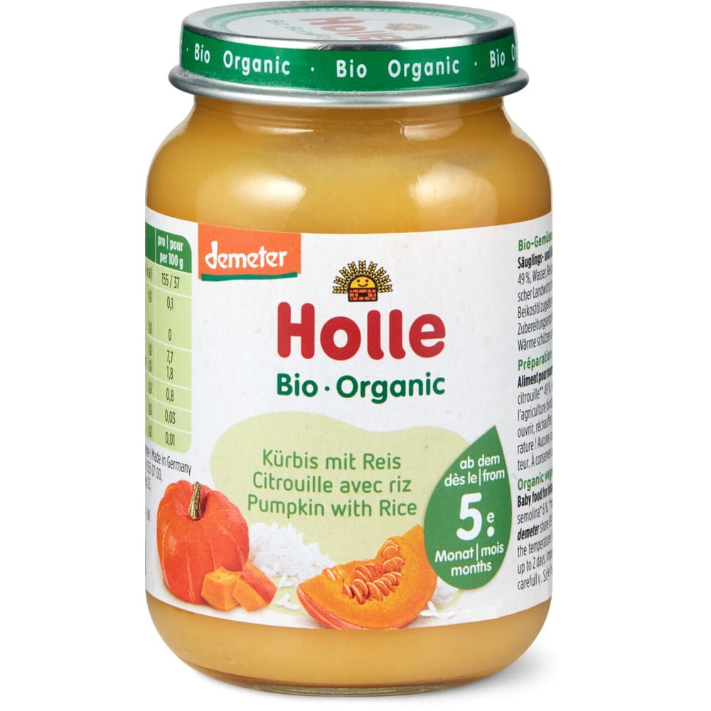 Holle Bio Demeter · Petit pot citrouille avec riz · Dès 5 mois • Migros