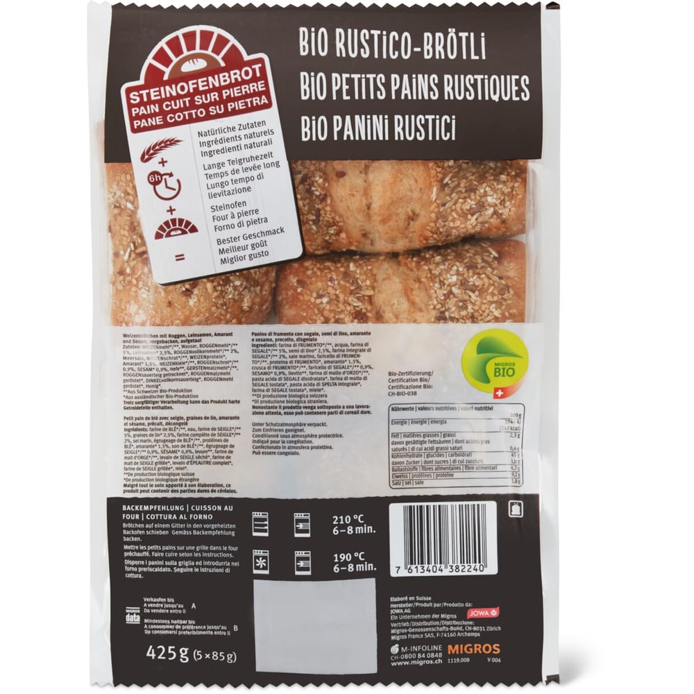 Bio · Panini rustici · Precotto • Migros