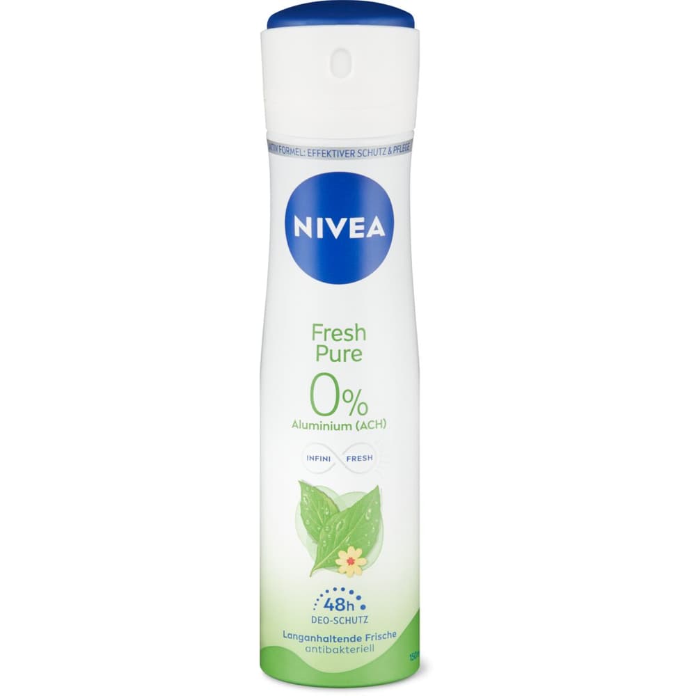 Nivea Fresh Pure · Spray deodorant · 48h, 0% aluminum salts • Migros