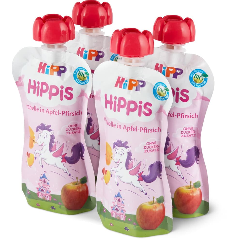 HiPP Bio Hippis · Quetschbeutel Äpfel, Fischerei & Mirabellen · ab 1 Jahr • Migros