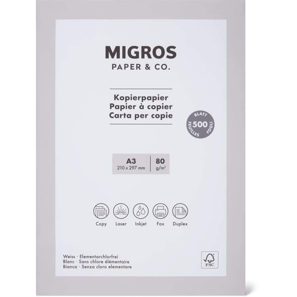 MIGROS PAPER & CO. · Copy Paper A3 bianco 500p • Migros