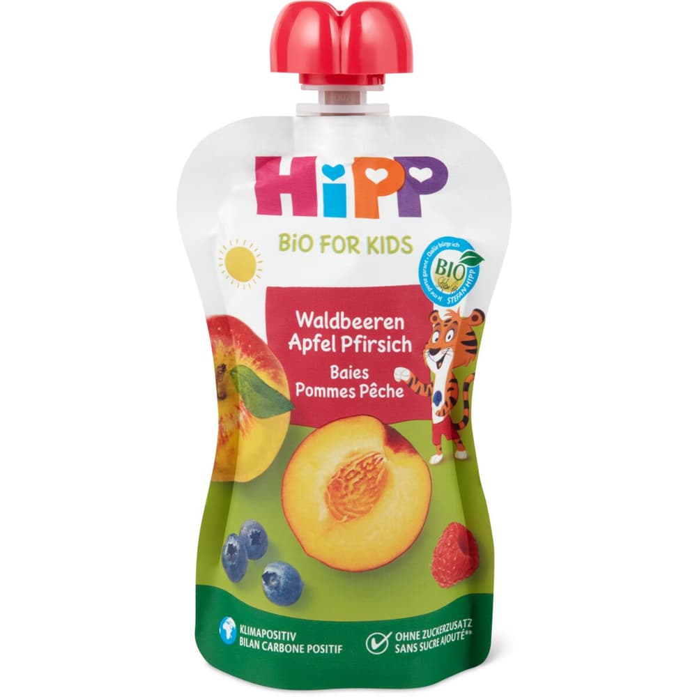 HiPP Bio · Quetschbeutel für Babys Waldbeeren, Apfel, Pfirsich · Ab 12 Monaten • Migros